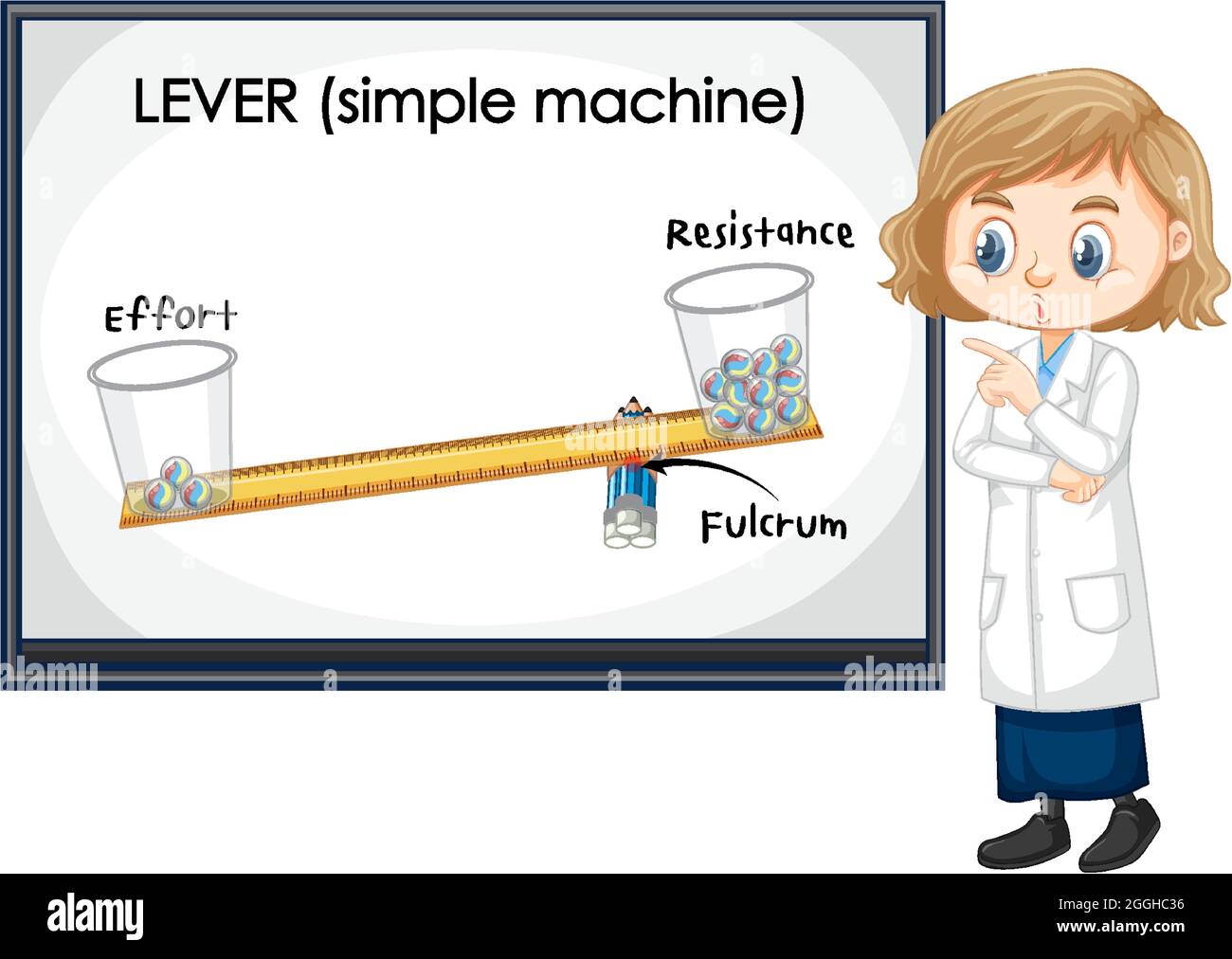 Levers science experiment with scientist kids cartoon character ...
