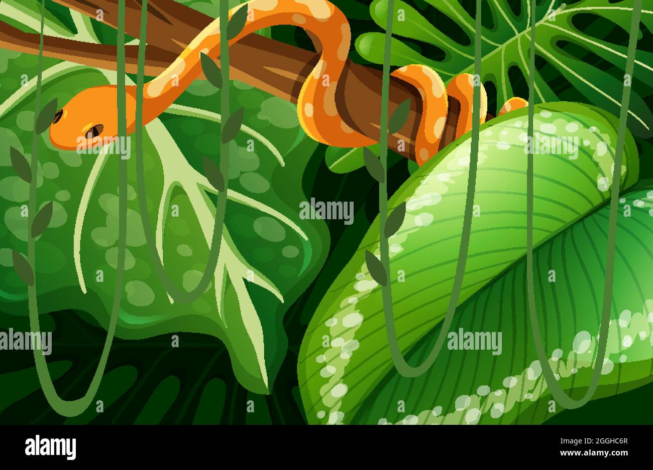 Snake hidden in the jungle illustration Stock Vector Image & Art - Alamy