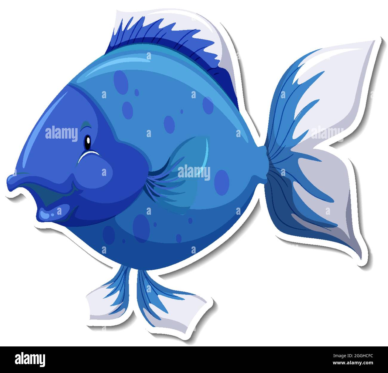 Cute fish sea animal cartoon sticker illustration Stock Vector Image ...