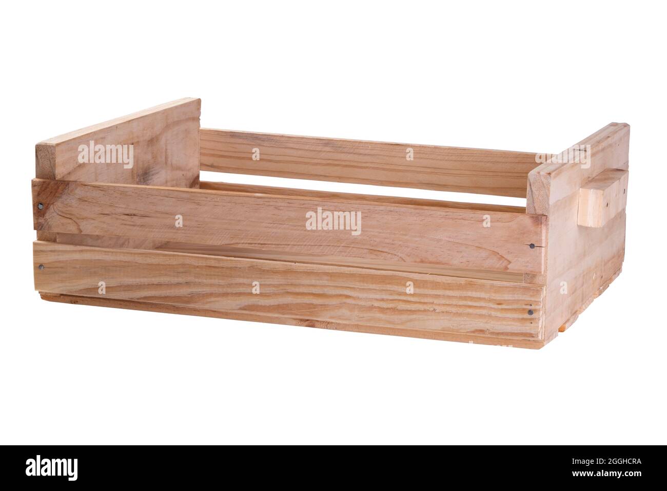 Wooden box made with pine slats used for fruits or vegetables in a farm ...