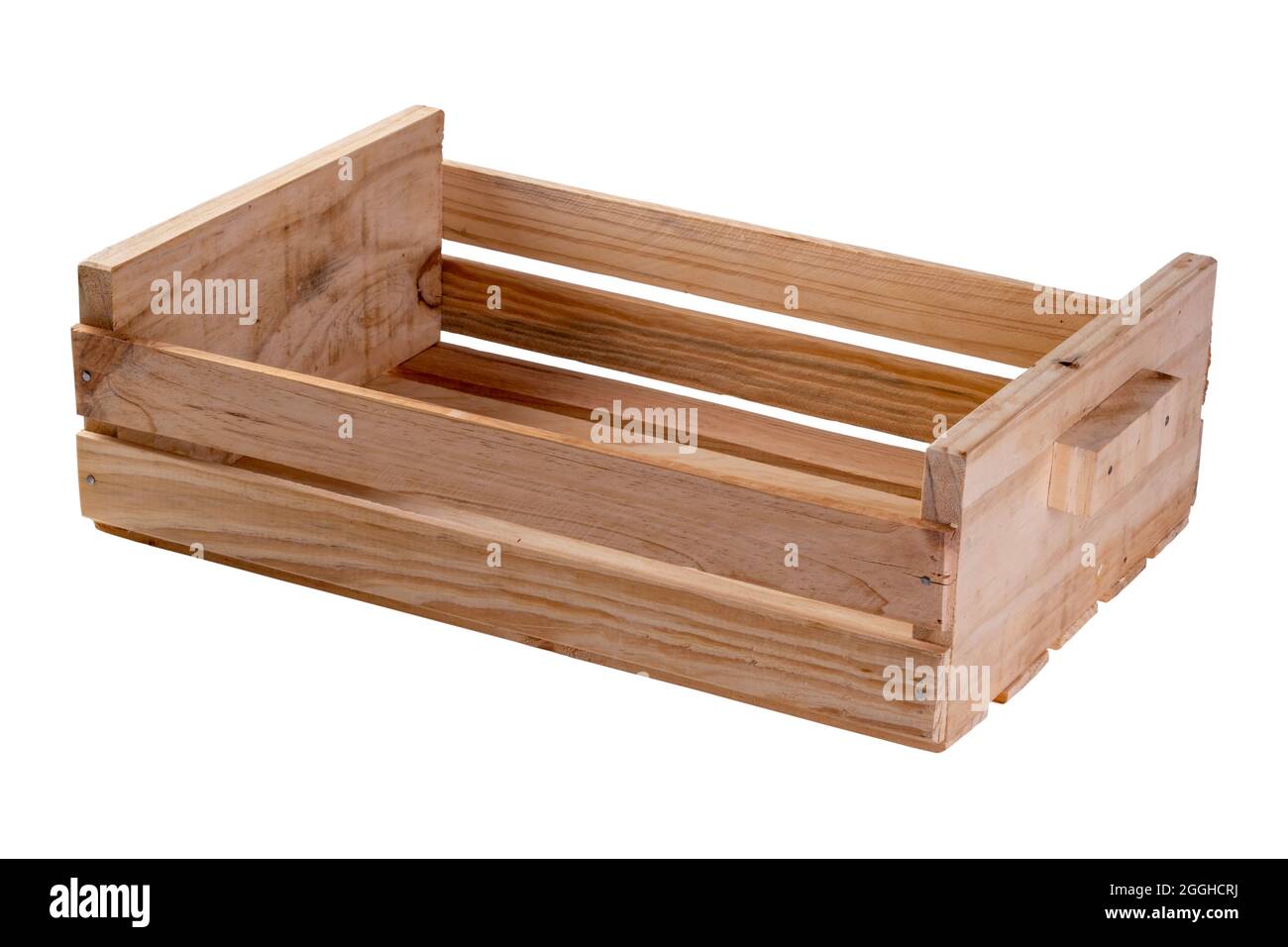 Wooden box made with pine slats used for fruits or vegetables in a farm ...