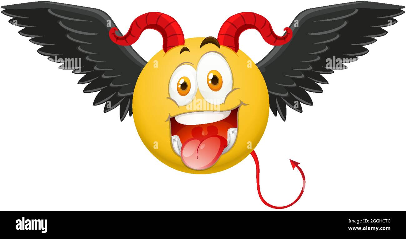 Devil emoticon with facial expression illustration Stock Vector Image ...