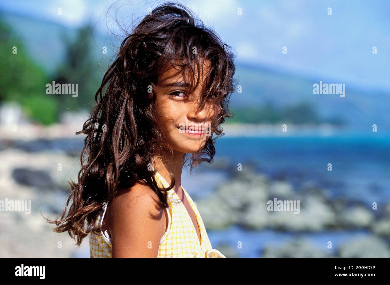 FRENCH POLYNESIA. YOUNG POLYNESIAN GIRL Stock Photo - Alamy