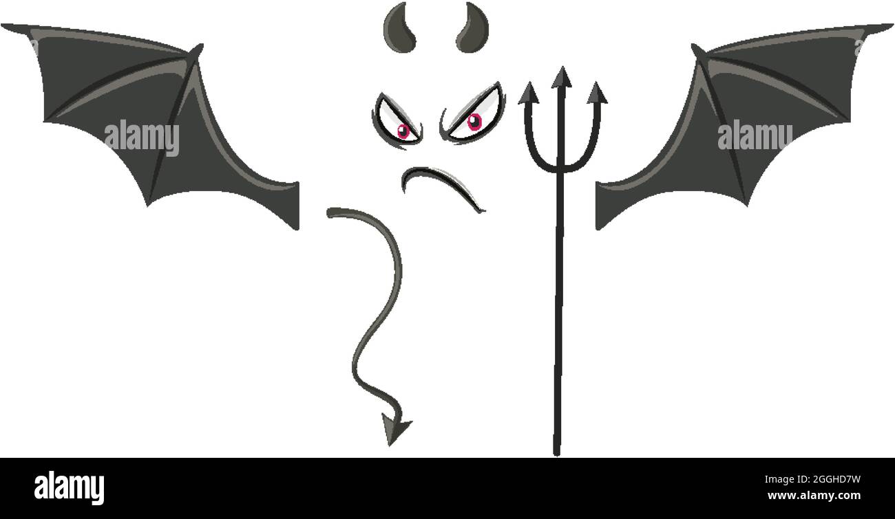 Evil face with devil element illustration Stock Vector Image & Art - Alamy