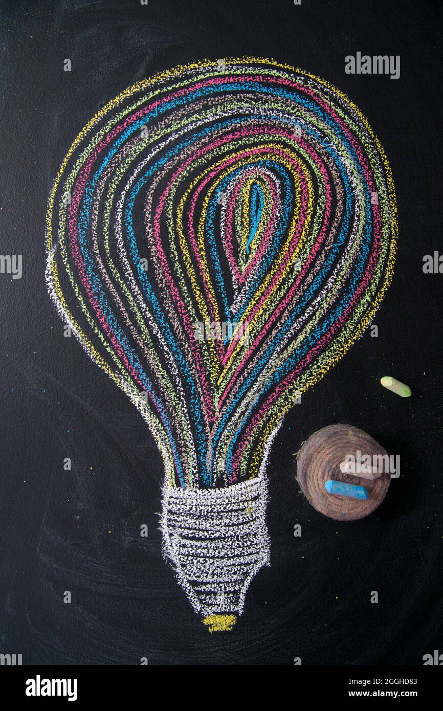 Graphic representation with chalk on the blackboard of the concept of ...