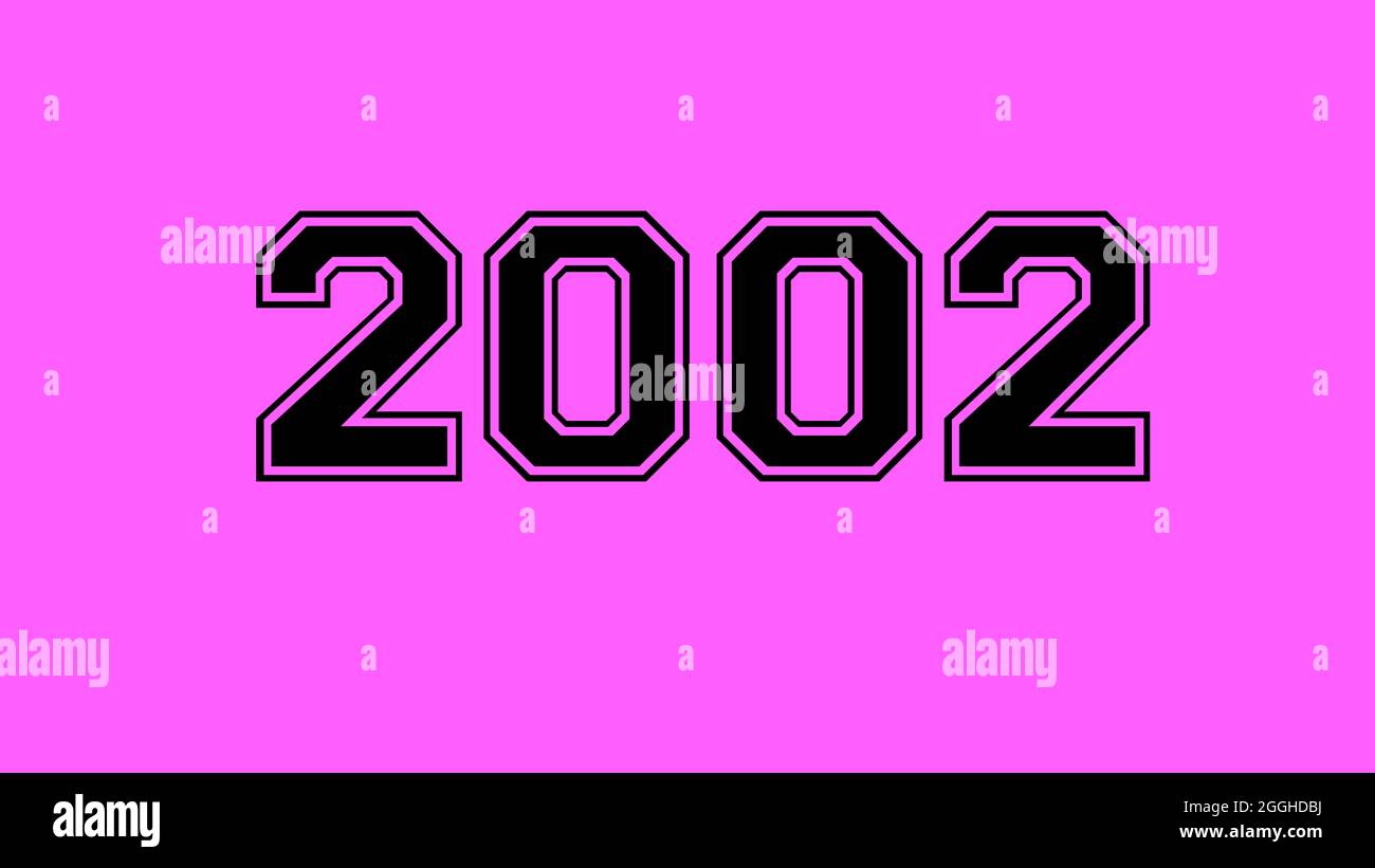 2002 number black lettering pink rose background Stock Photo - Alamy