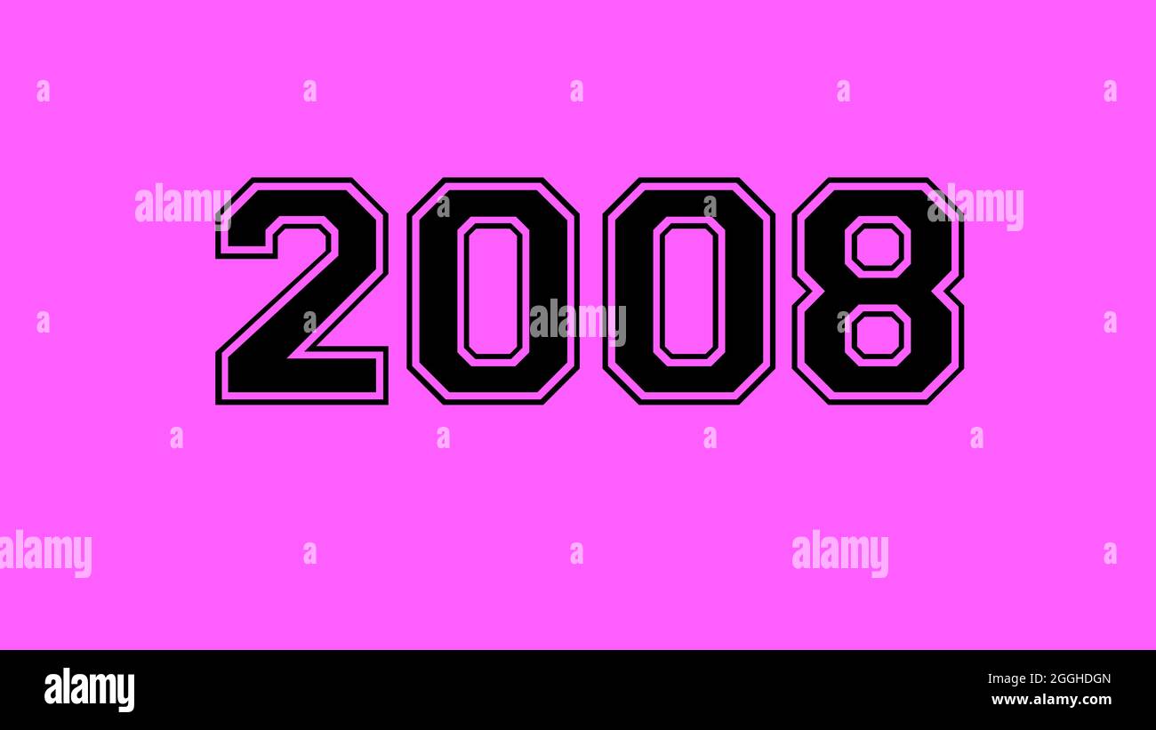 2008 number black lettering pink rose background Stock Photo - Alamy