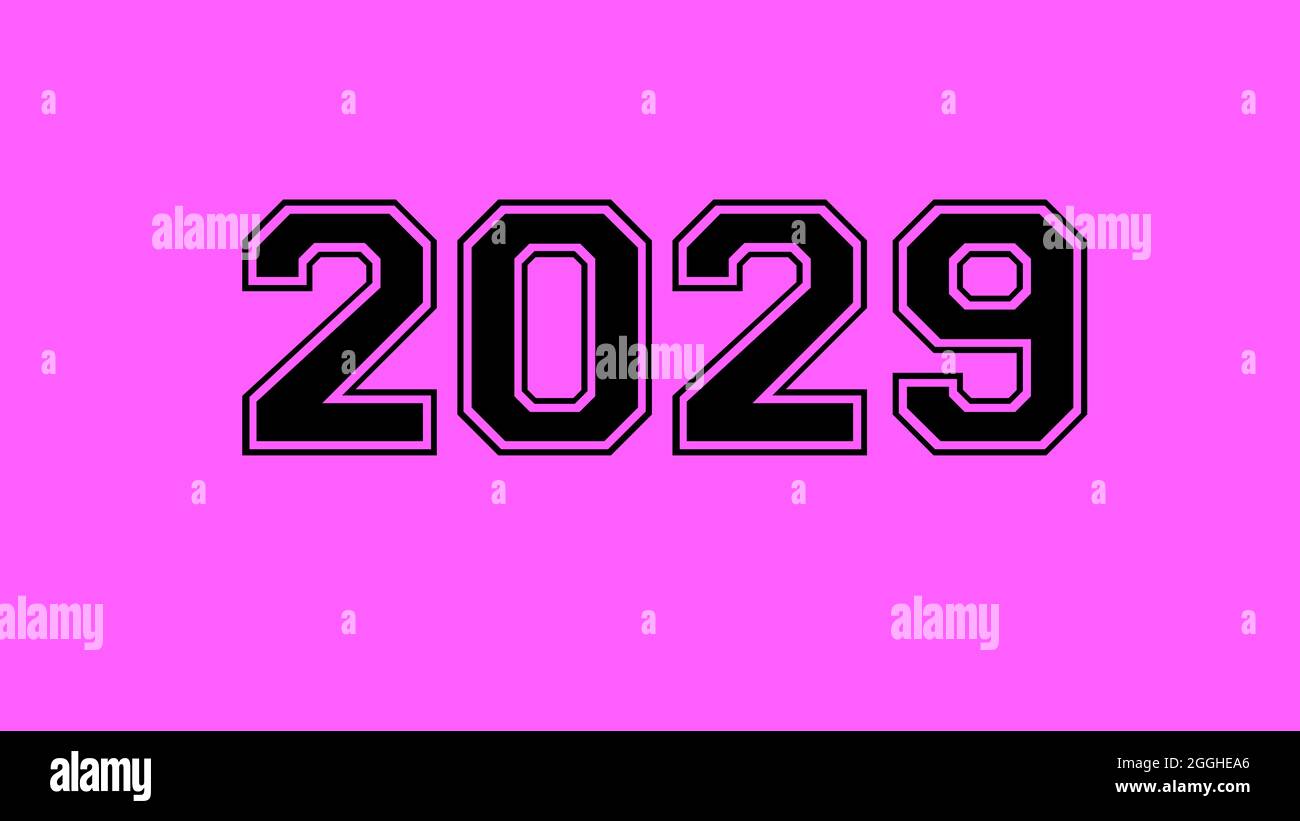 2029 number black lettering pink rose background Stock Photo - Alamy