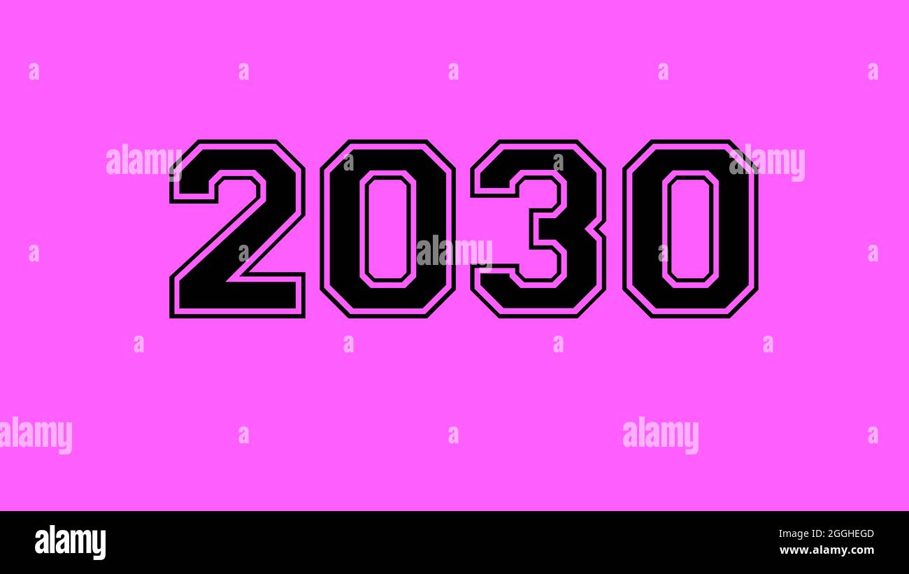 2030 number black lettering pink rose background Stock Photo - Alamy