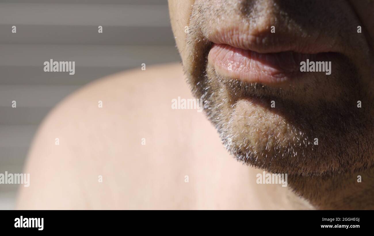Gray stubble on a man's chin Stock Photo - Alamy