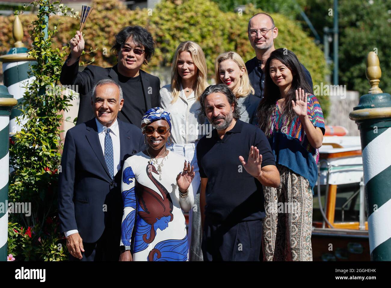 Alberto Barbera director of Mostra is posing with the jury members ...