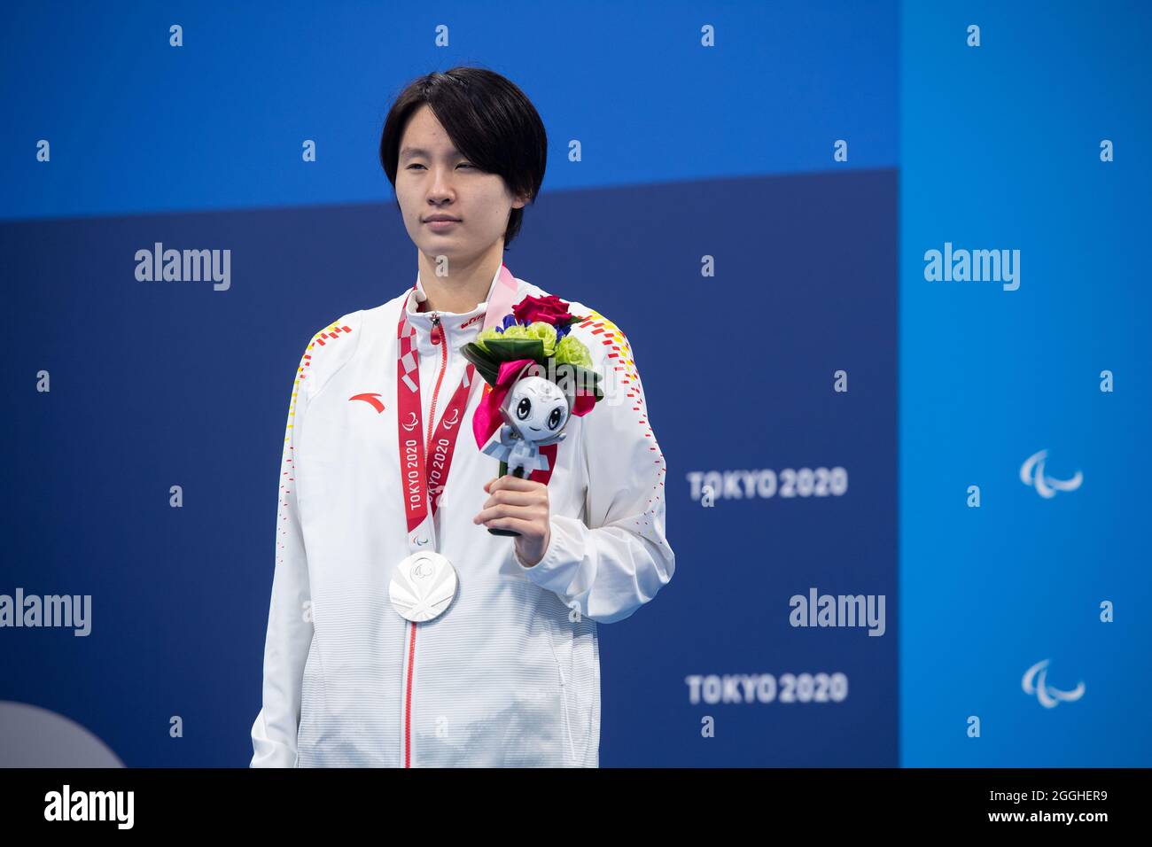 Tokyo, Japan. 1st Sep, 2021. Ma Jia of China attends the medal ceremony ...