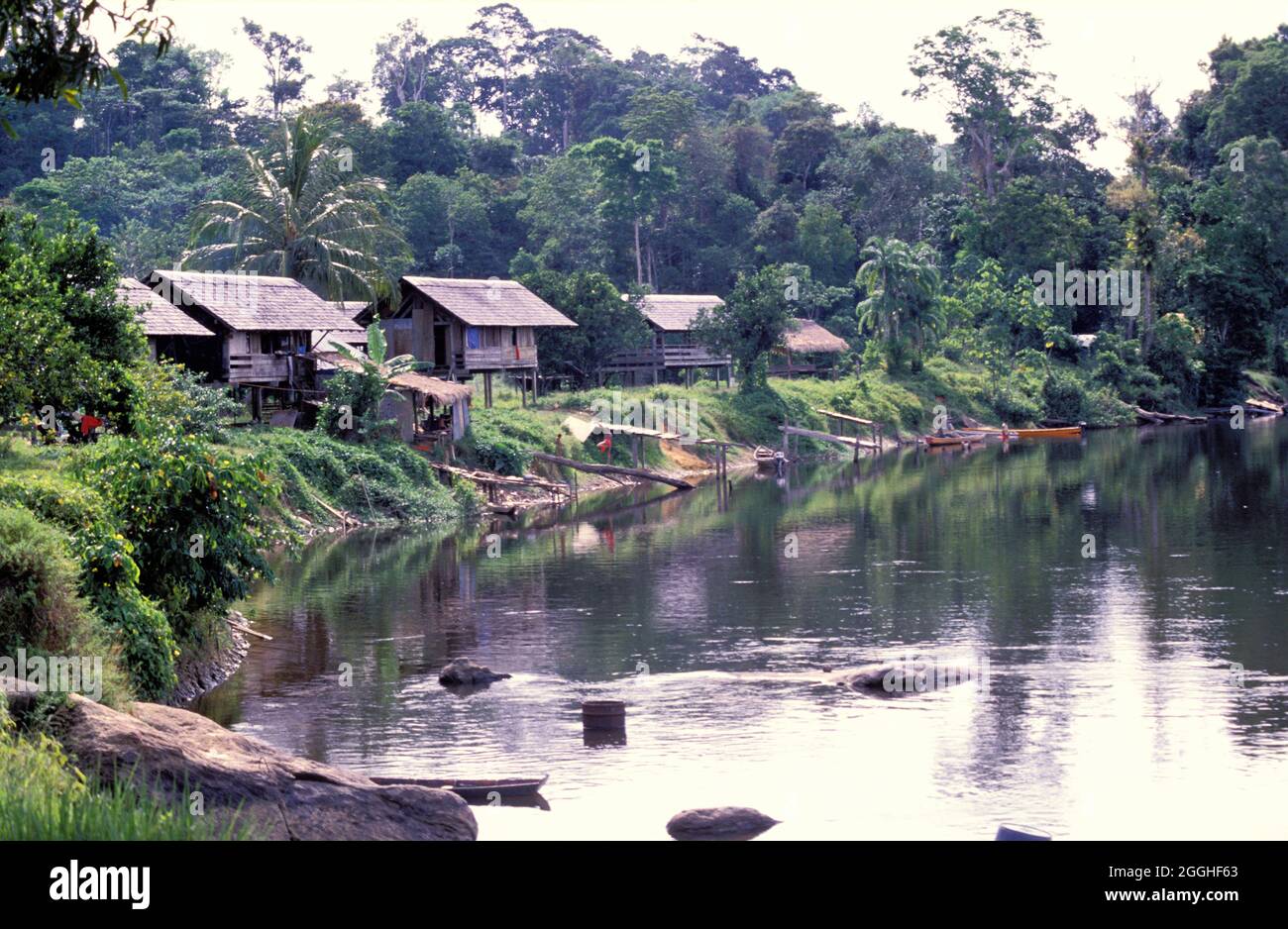FRENCH GUYANA. INDIAN VILLAGE OF CAMOPI ON THE OYAPOQUE RIVER Stock ...