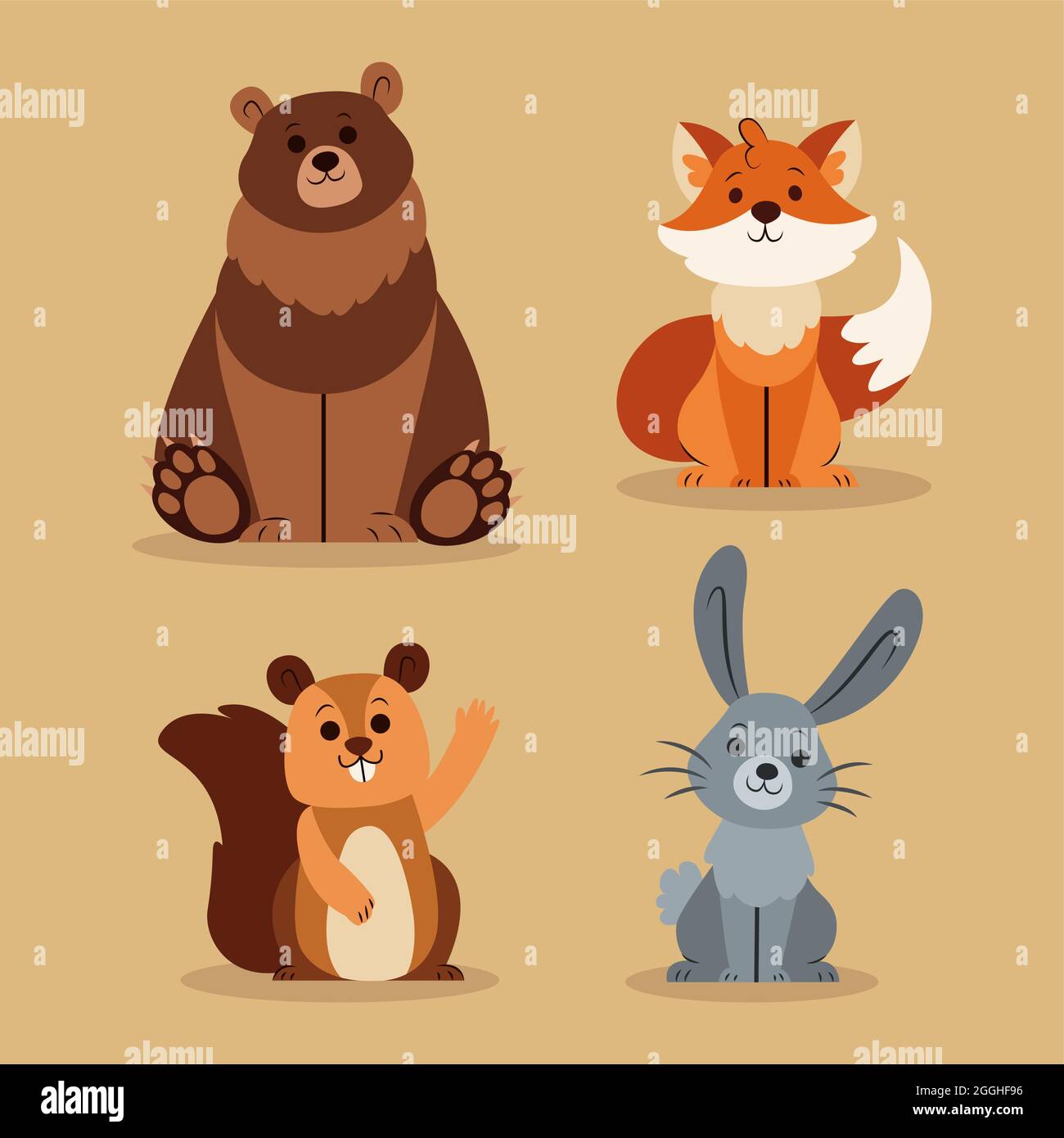 Hand drawn autumn animals set Vector illustration Stock Vector Image ...