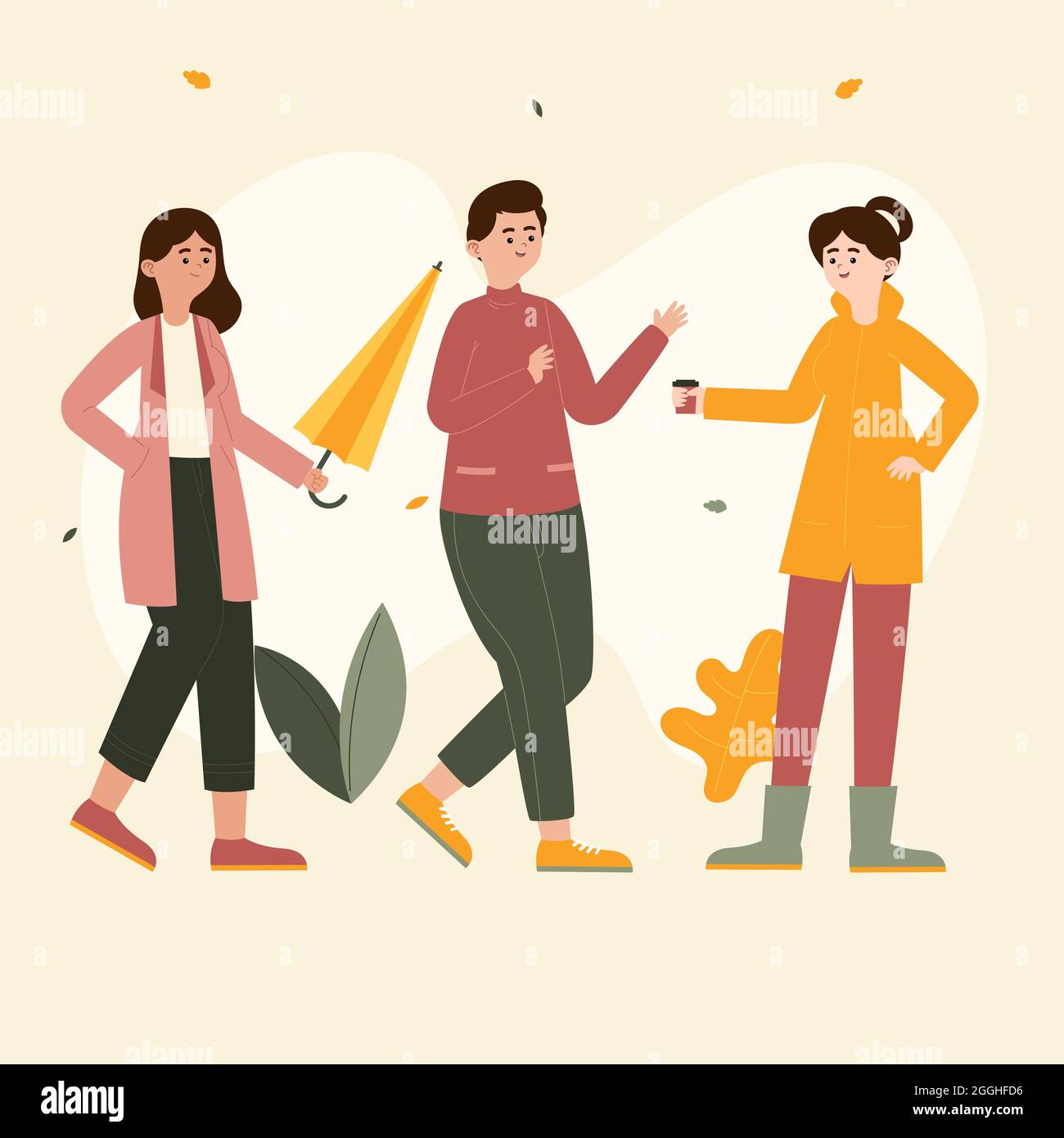 Hand drawn flat people in autumn Vector illustration Stock Vector Image ...