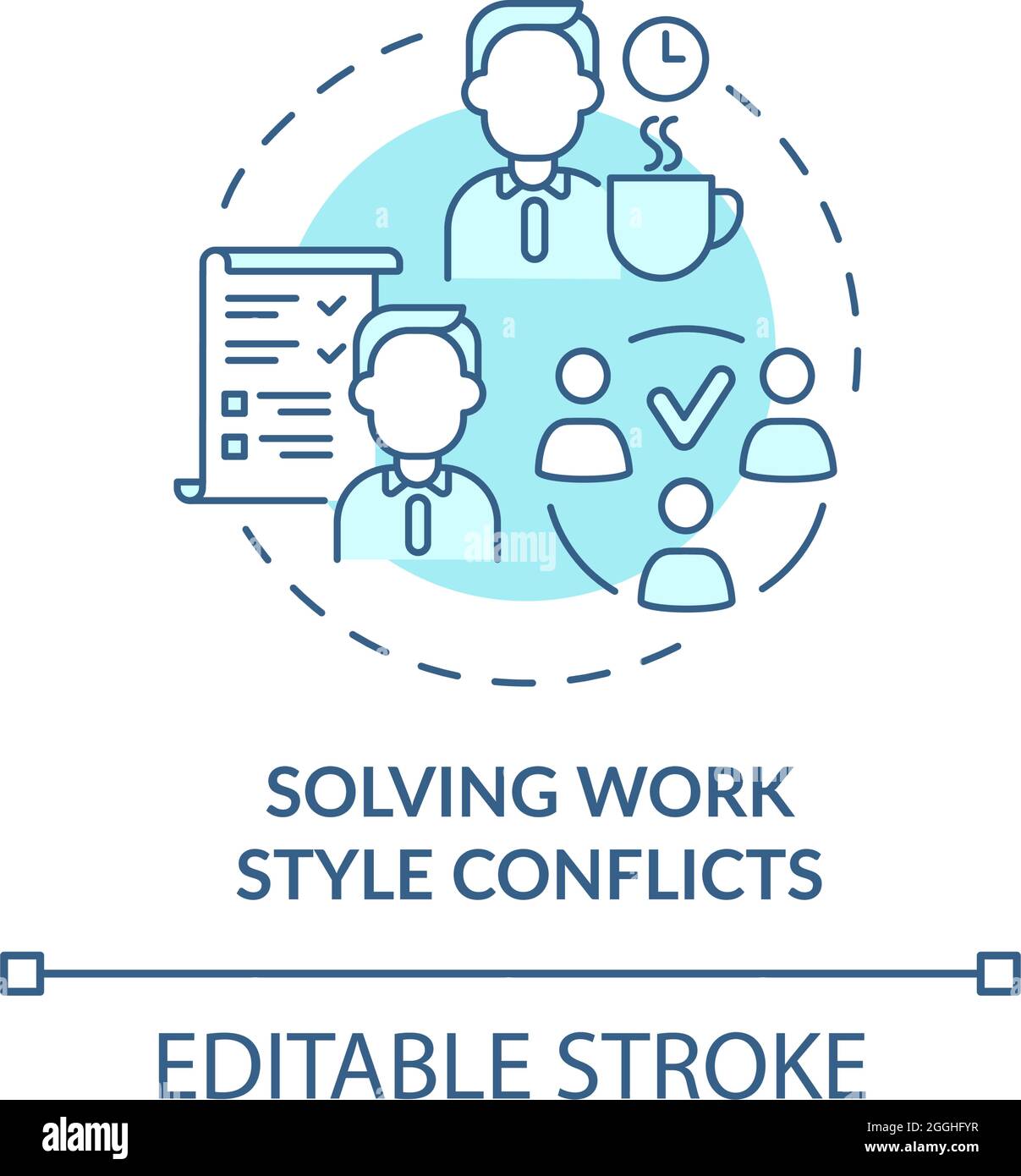 Solving work style conflict blue concept icon Stock Vector Image & Art ...