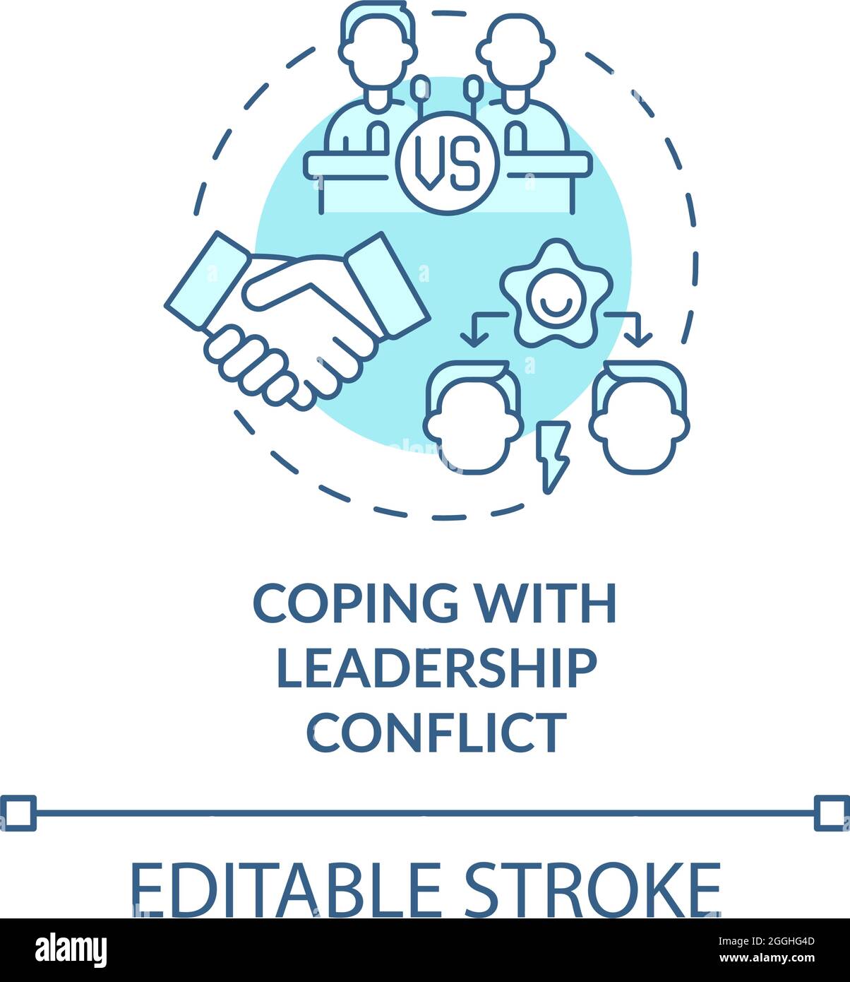 Coping with leadership conflict blue concept icon Stock Vector Image ...