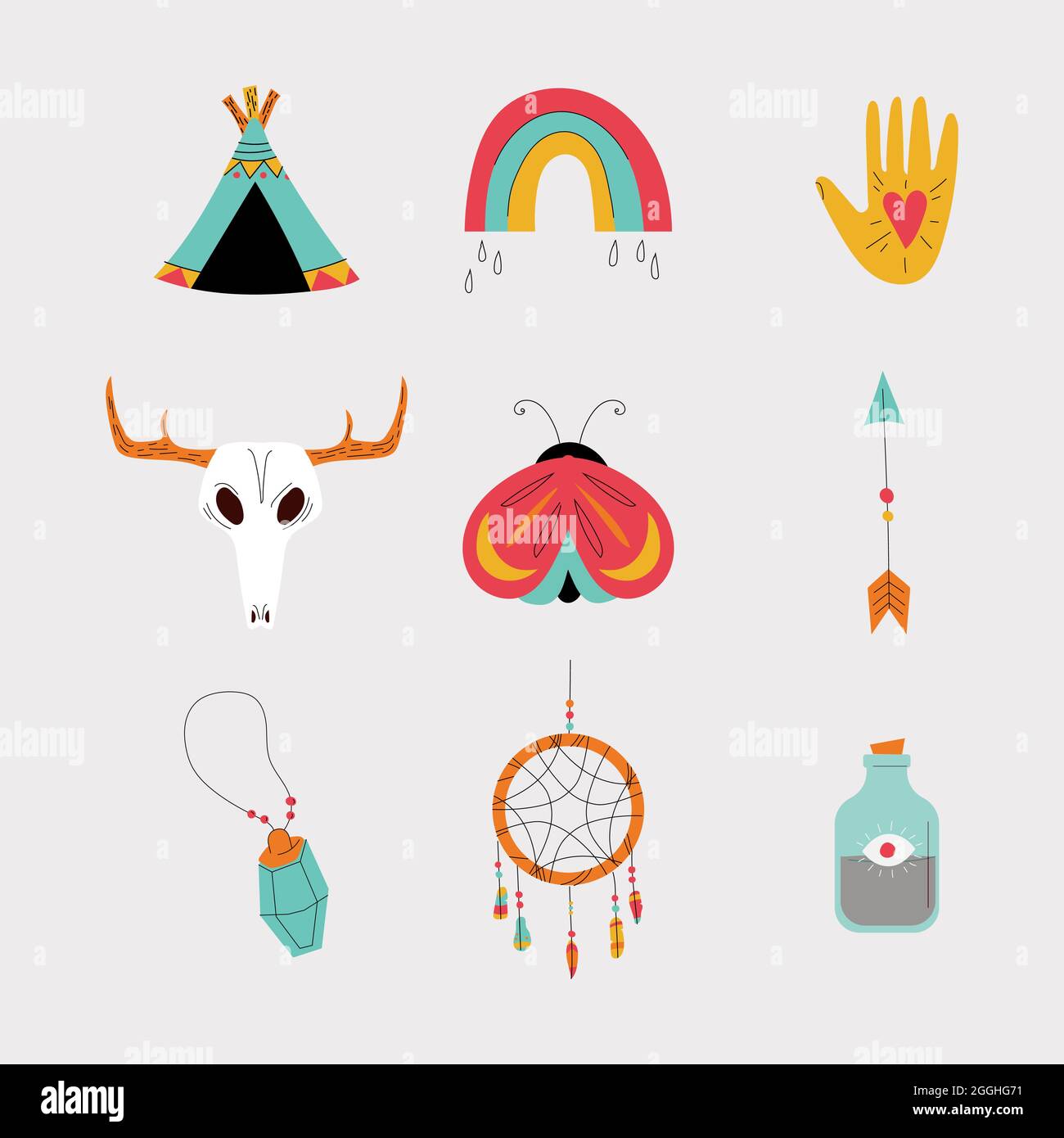 Boho elements set Vector illustration Stock Vector Image & Art - Alamy