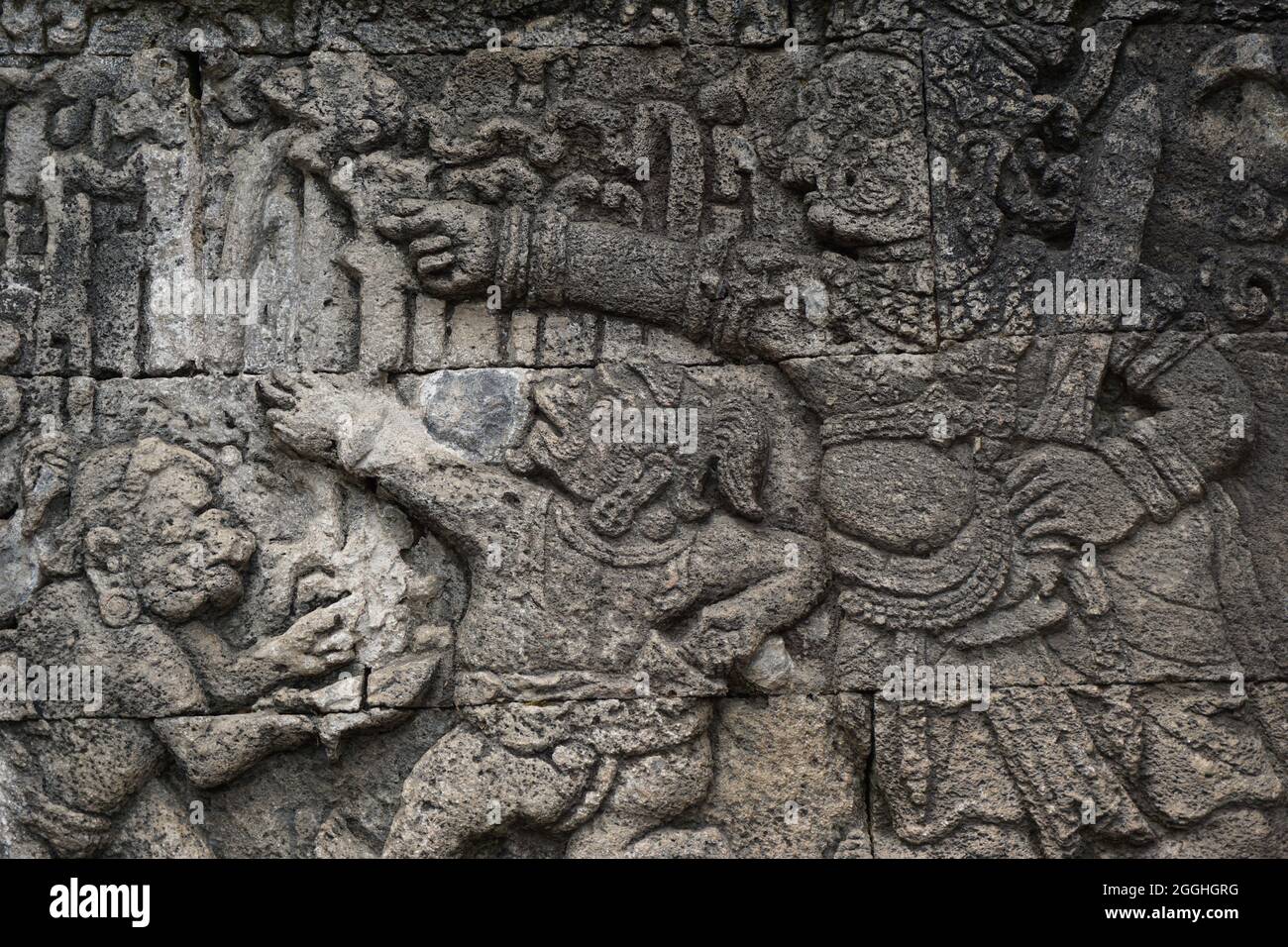 Carved stone on the stone penataran temple (panataran temple), Blitar ...