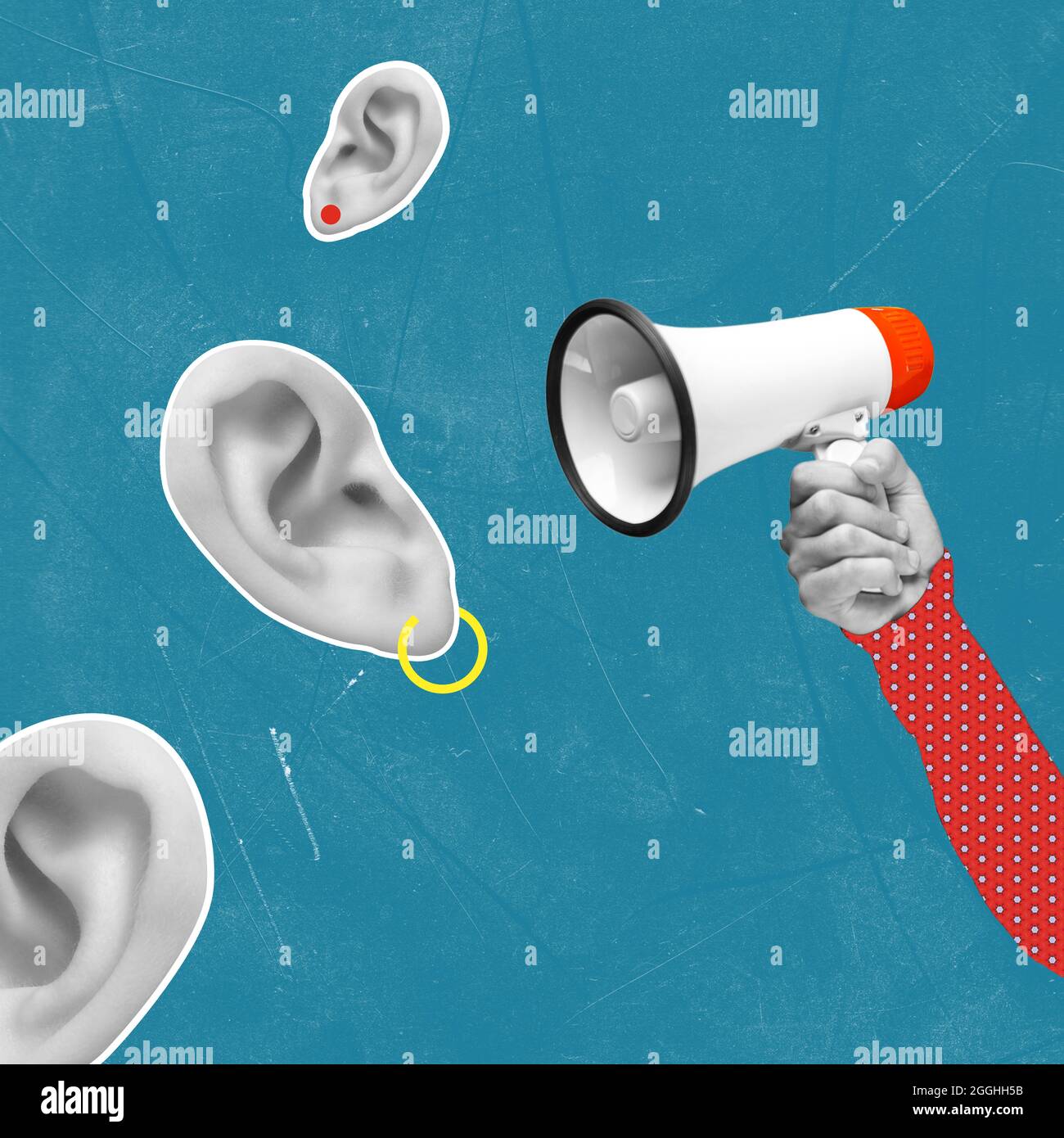 Contemporary art collage on vintage background. Briefing Stock Photo ...