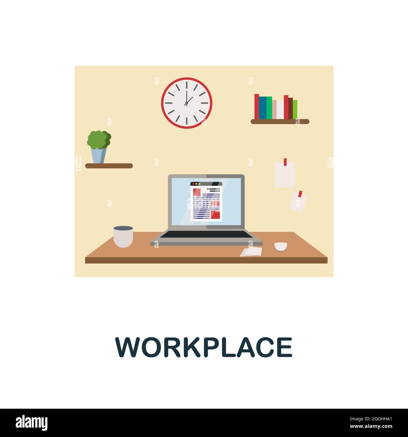 Workplace flat icon. Colored sign from productivity collection ...