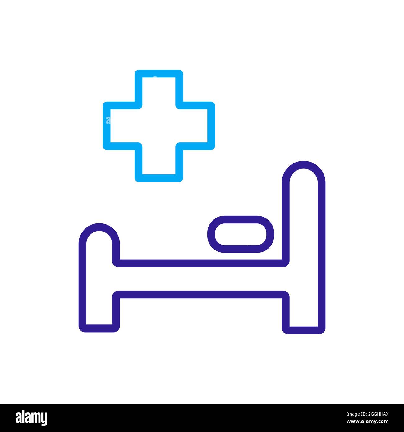 Hospital bed and cross vector icon. Medicine and healthcare, medical ...