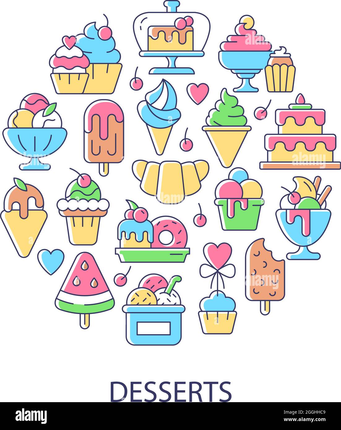 Desserts abstract color concept layout with headline Stock Vector Image ...