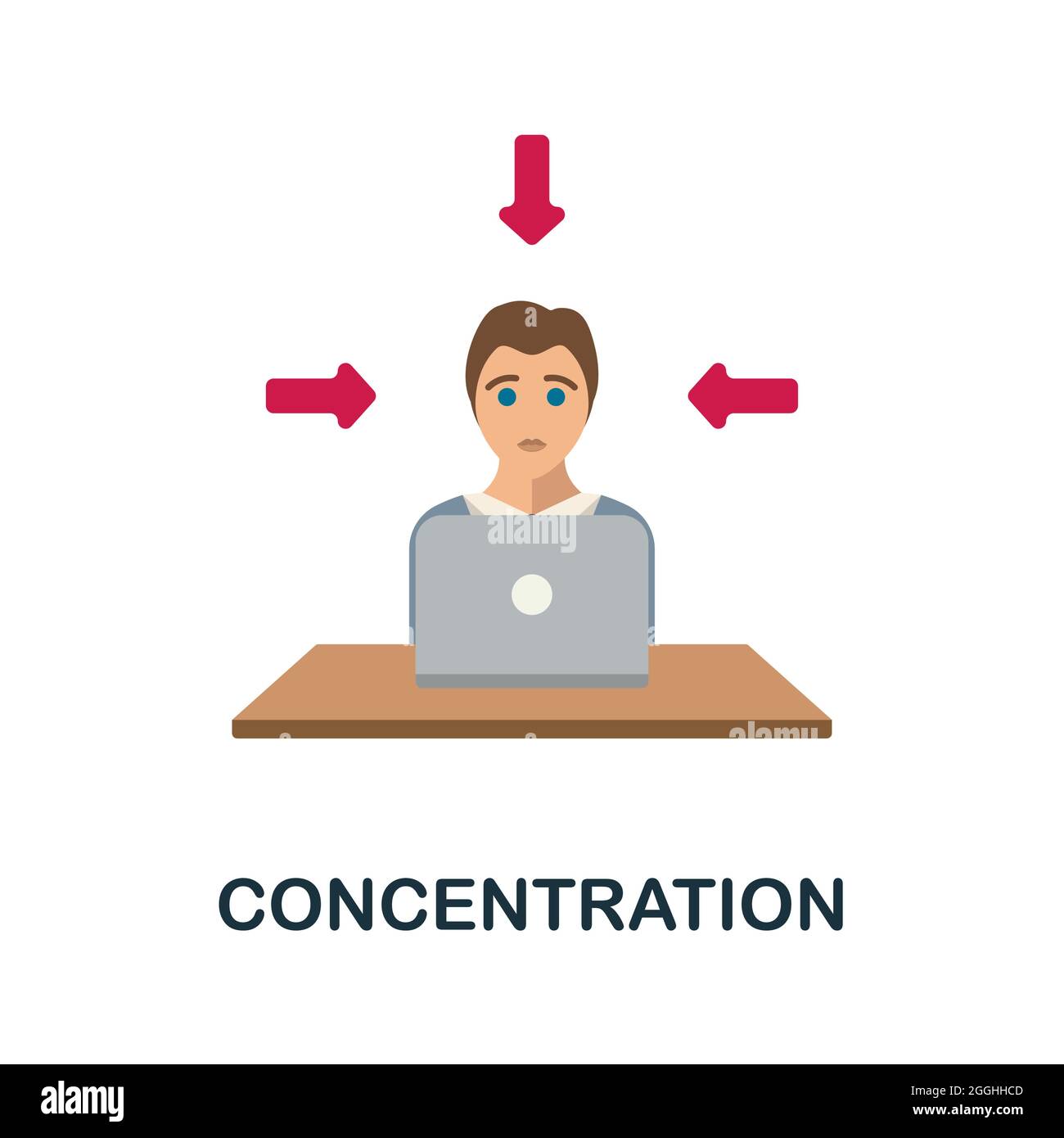 Concentration flat icon. Colored sign from productivity collection ...
