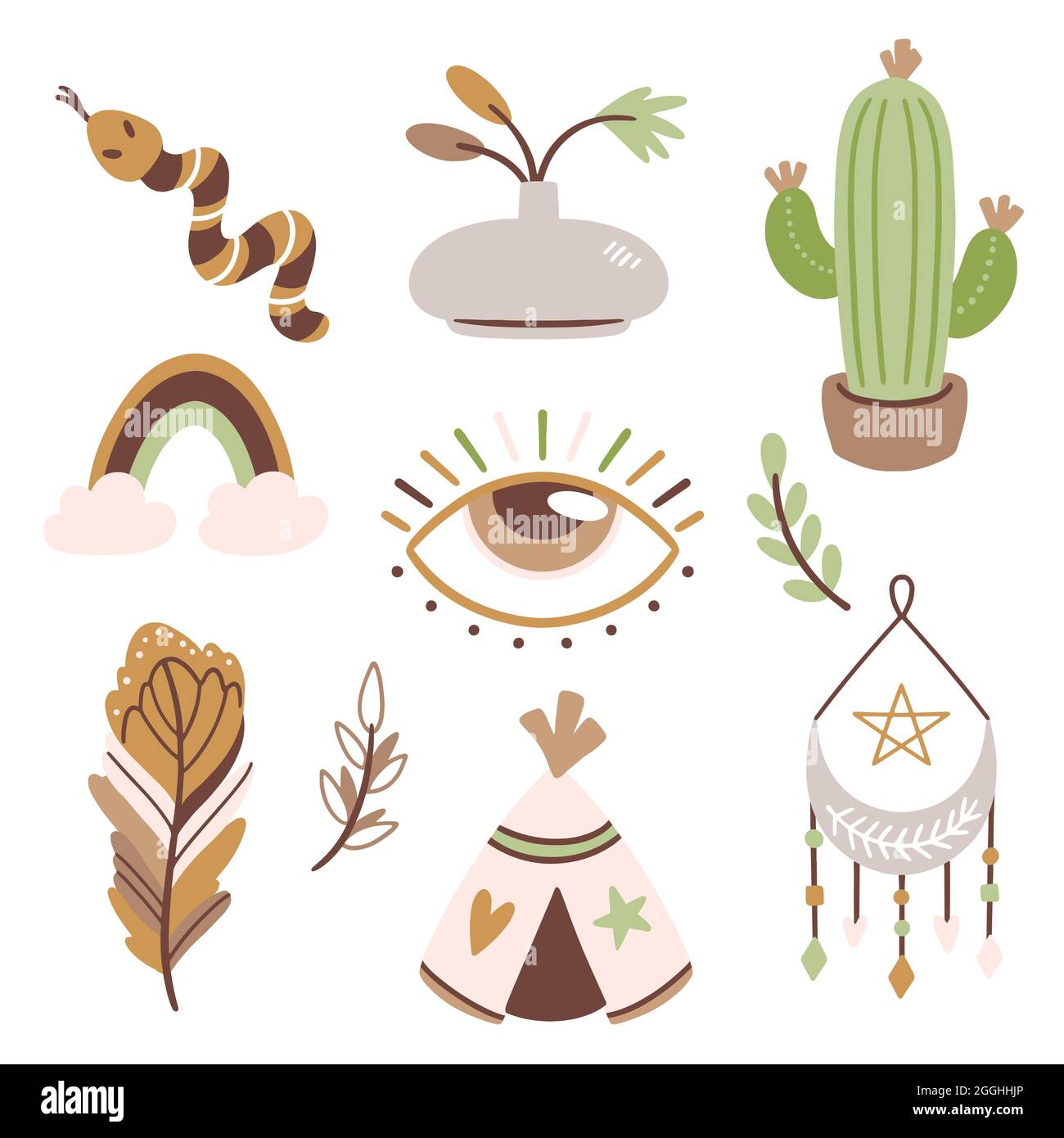 Hand drawn boho element set Vector illustration Stock Vector Image ...