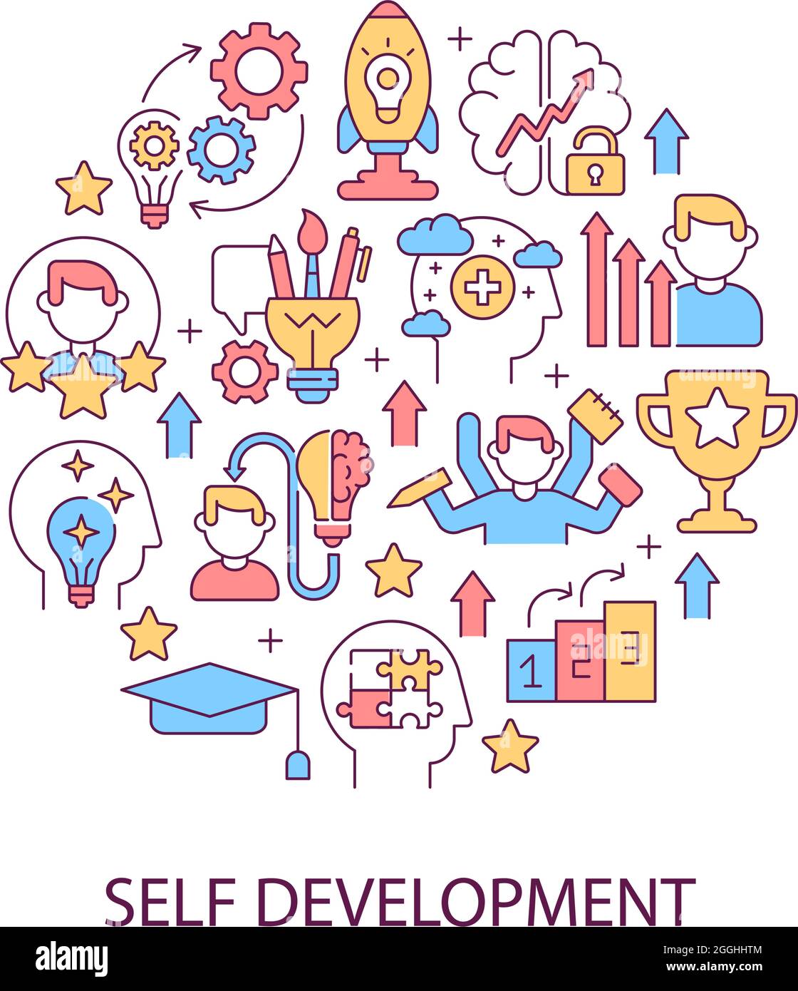 Self development abstract color concept layout with headline Stock ...