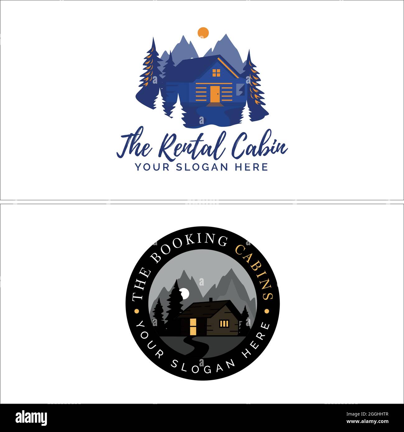 Cabin villa rental recreation village farm logo design Stock Vector ...