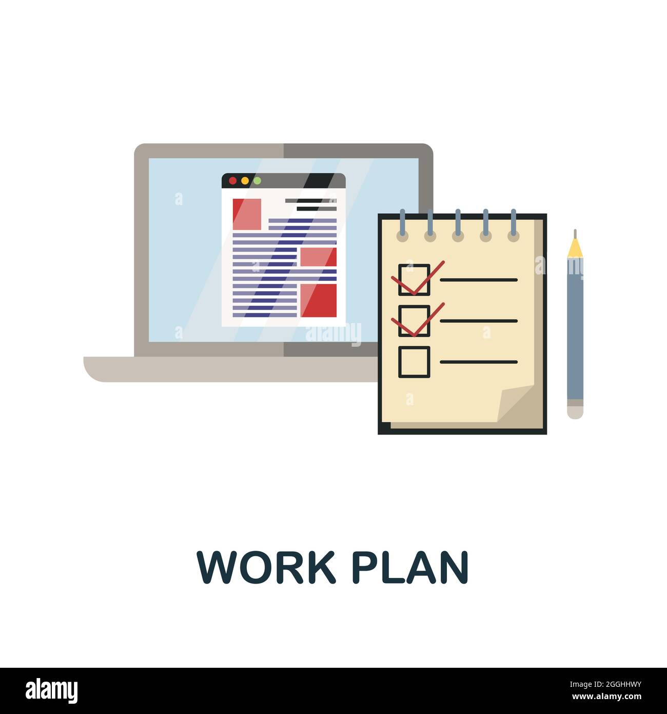 Work Plan flat icon. Colored sign from productivity collection ...