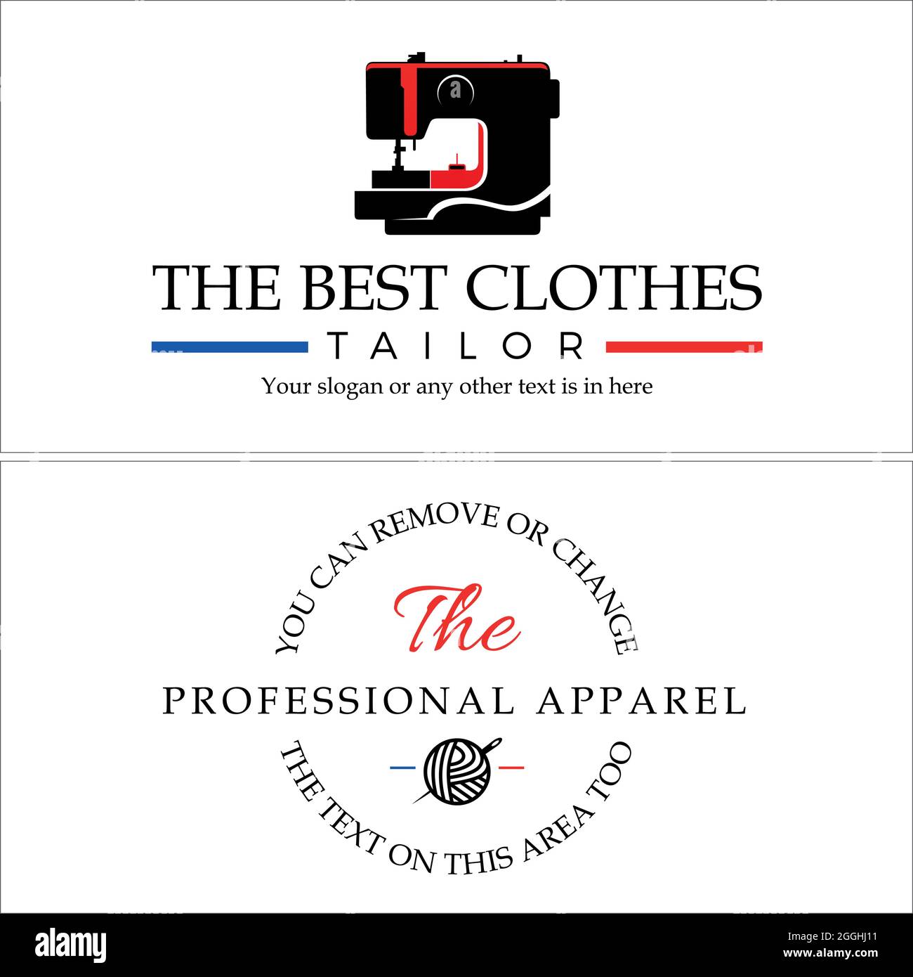 Tailor convection clothes yarn sewing machine logo design Stock Vector ...