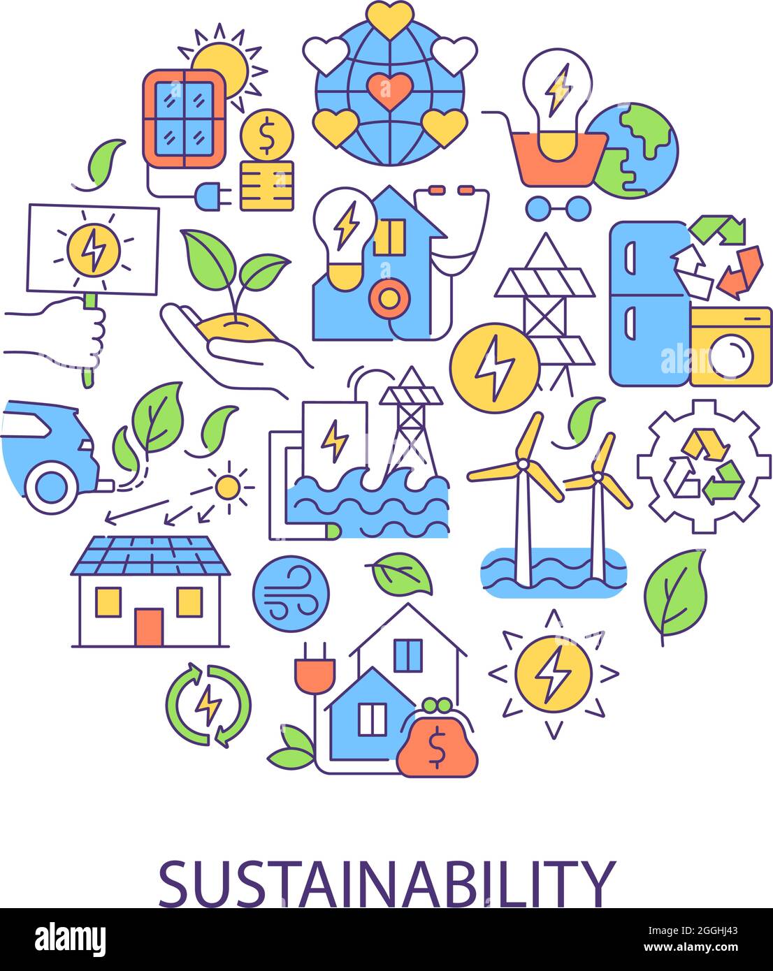 Sustainability abstract color concept layout with headline Stock Vector ...