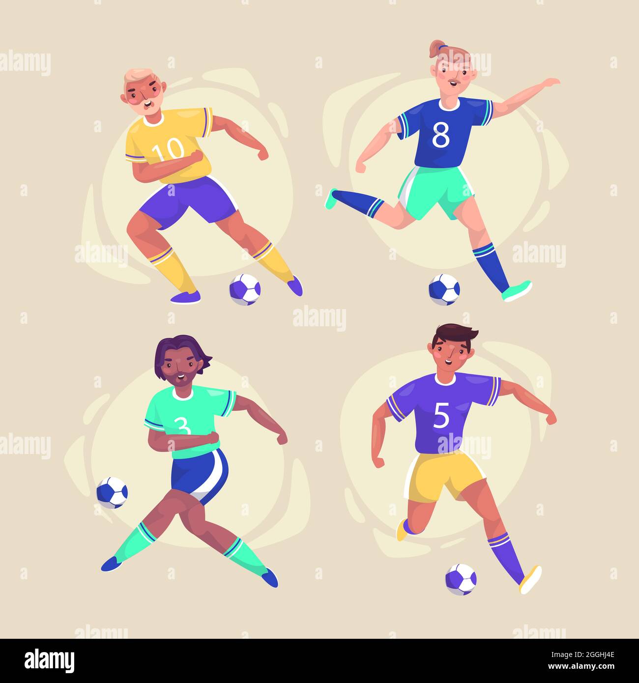 Flat football players illustration set Vector illustration Stock Vector ...