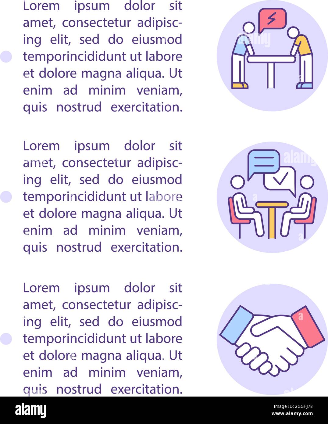 Workplace conflict resolution concept line icons with text Stock Vector ...