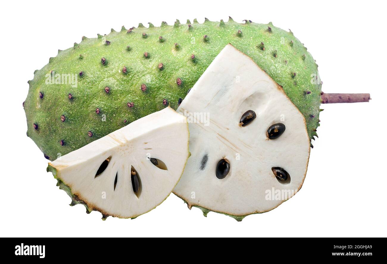 Soursop fruit isolated on white background Stock Photo - Alamy