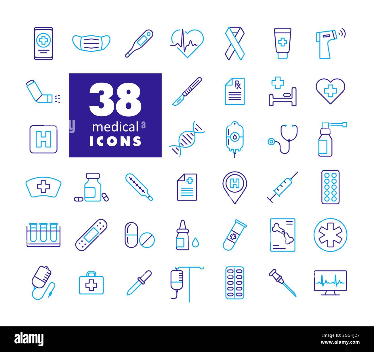 Medical vector icons set. Medicine and healthcare, medical support sign ...