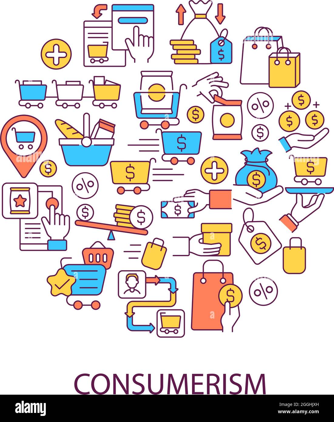 Consumerism abstract color concept layout with headline Stock Vector ...