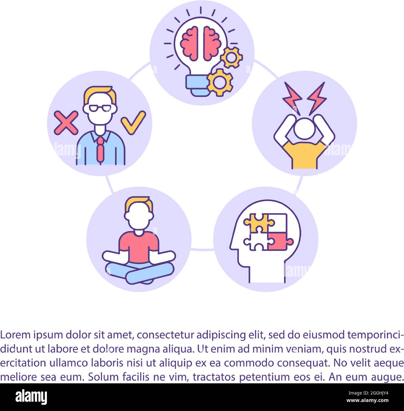 Intrapersonal conflict concept line icons with text Stock Vector Image ...