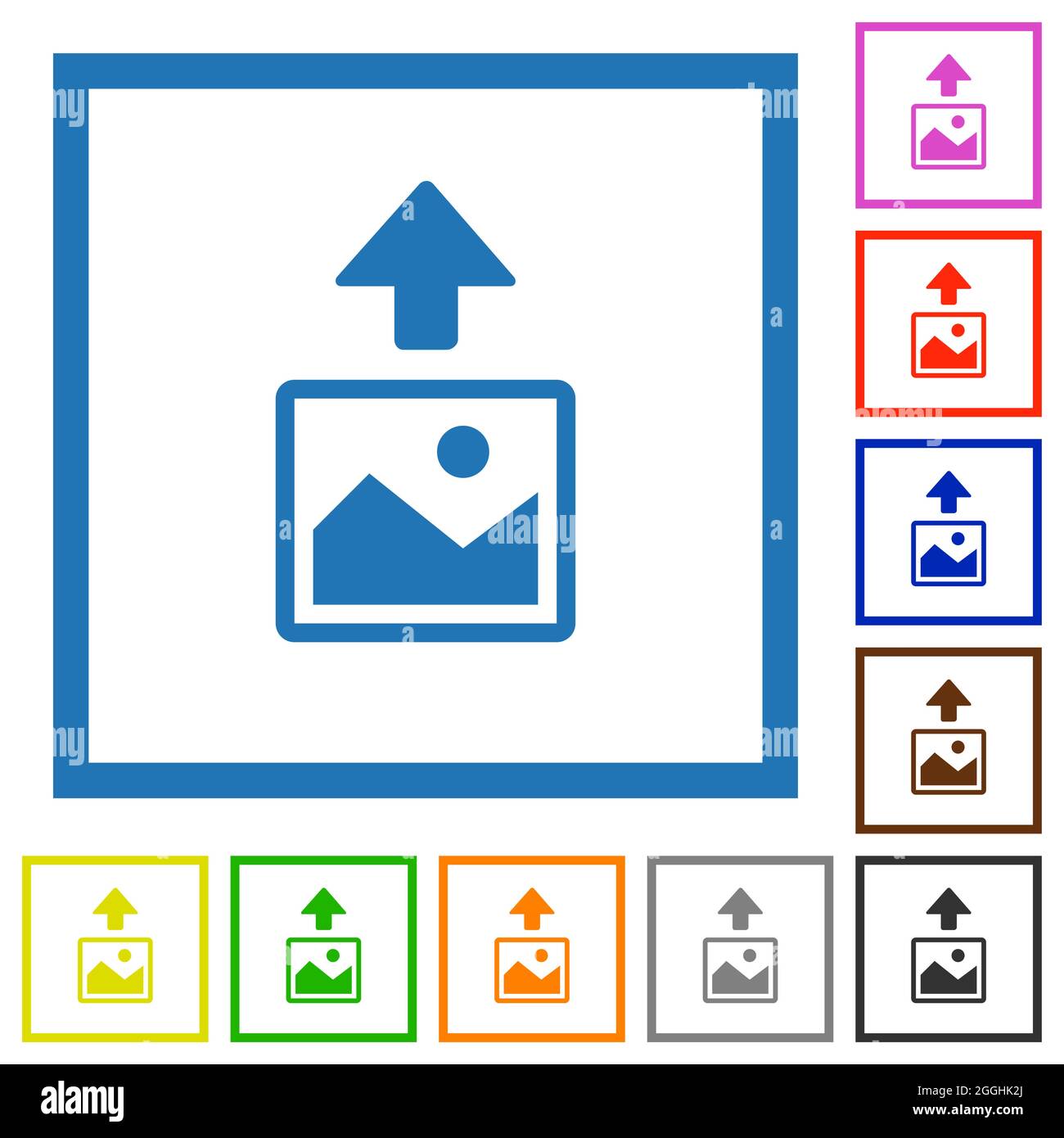 Upload image flat color icons in square frames on white background ...