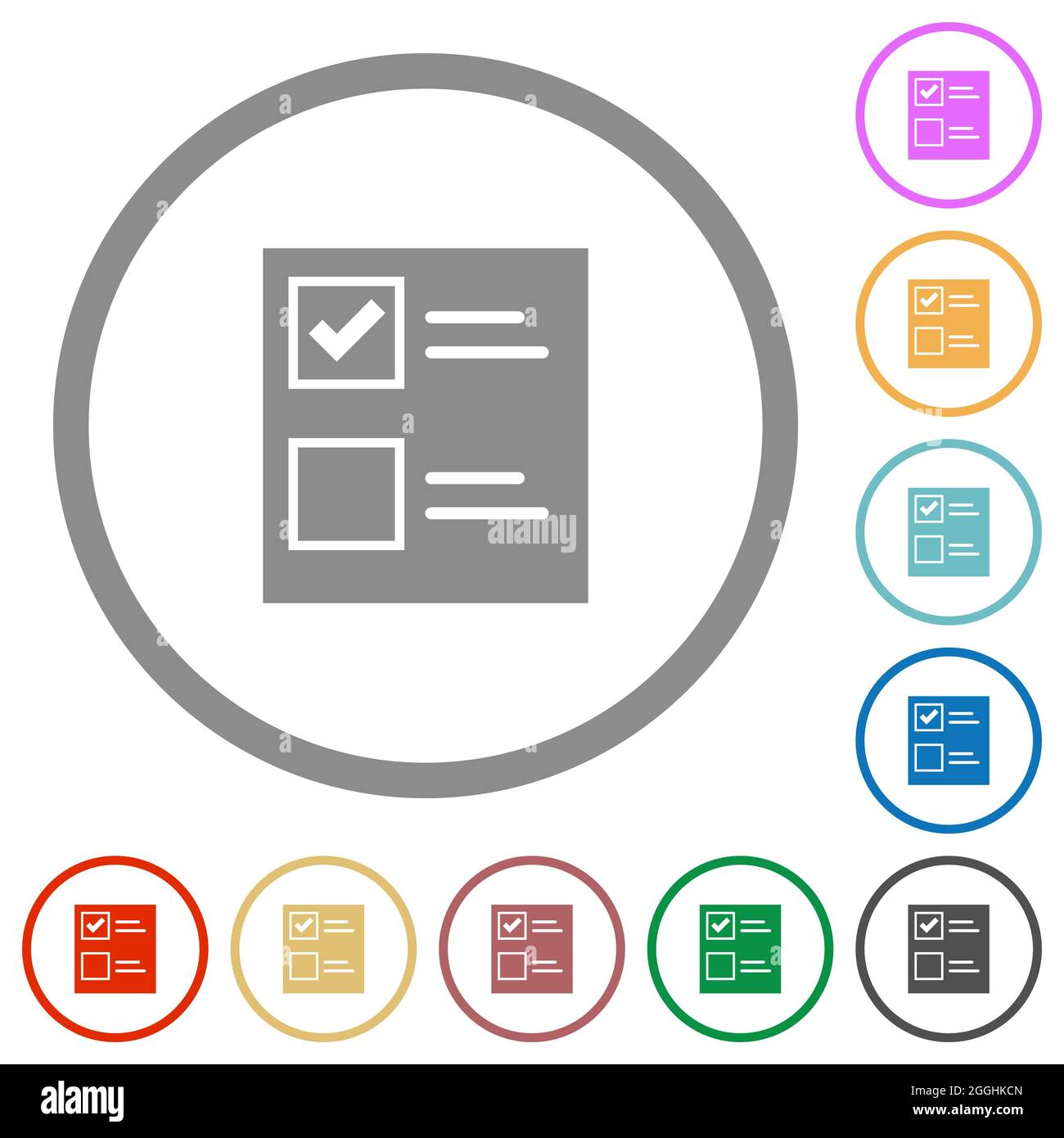 Ballot paper solid flat color icons in round outlines on white ...