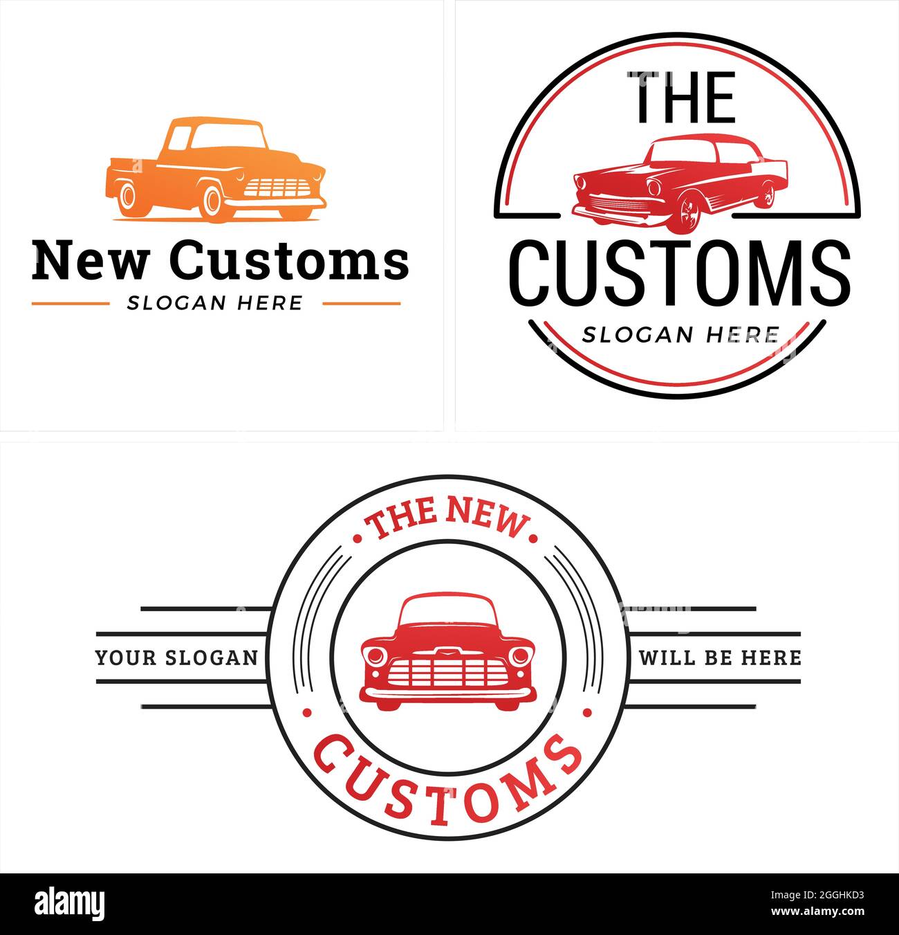 Automotive service repaint workshop classic car logo design Stock ...