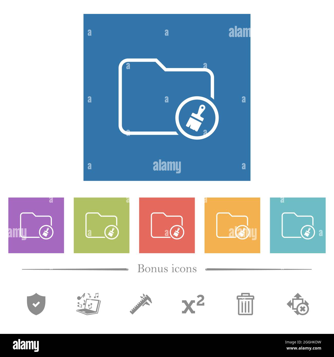Directory paste outline flat white icons in square backgrounds. 6 bonus ...