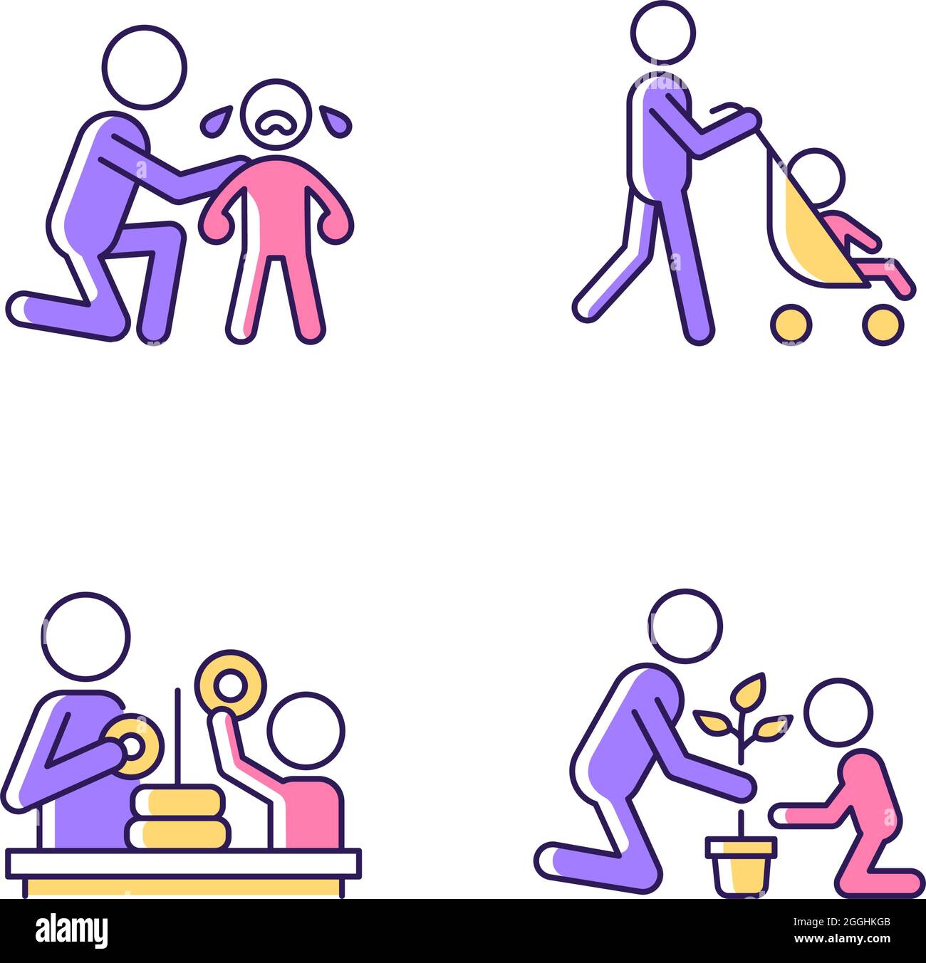 Parental involvement RGB color icons set Stock Vector Image & Art - Alamy