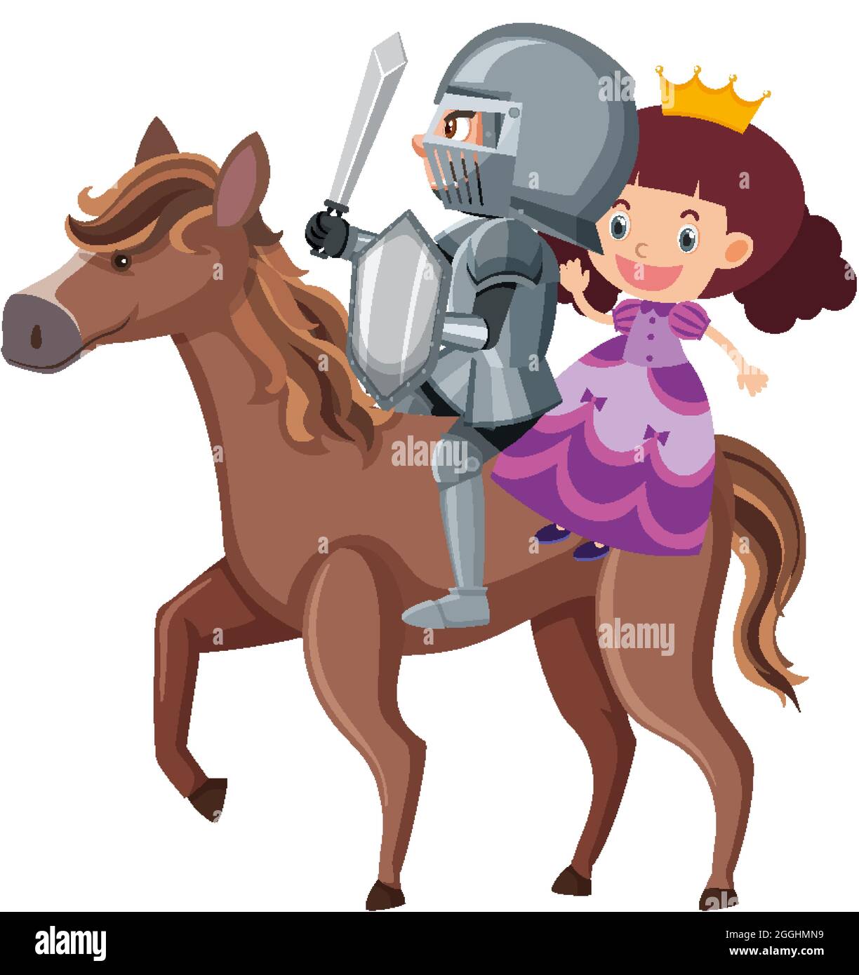 Knight and princess riding horse illustration Stock Vector Image & Art ...