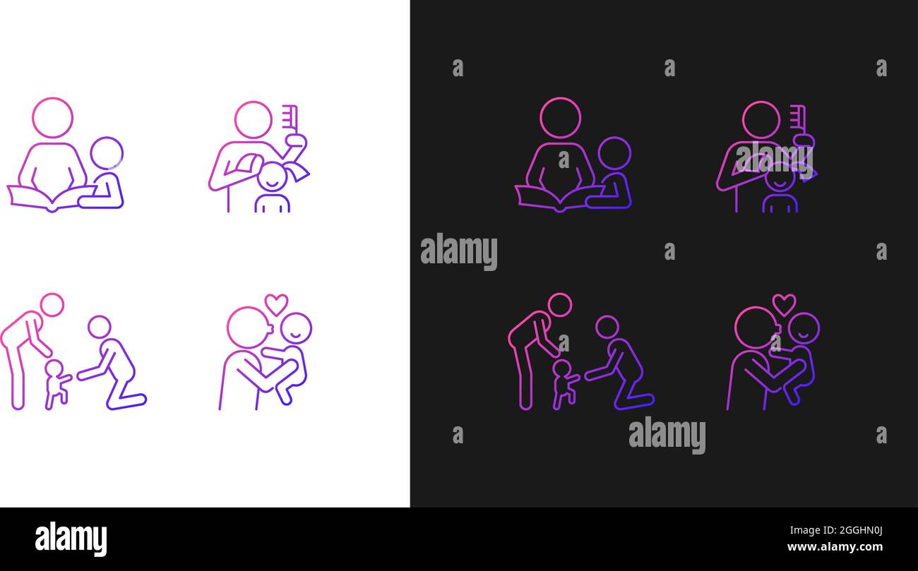 Family bonding time gradient icons set for dark and light mode Stock ...