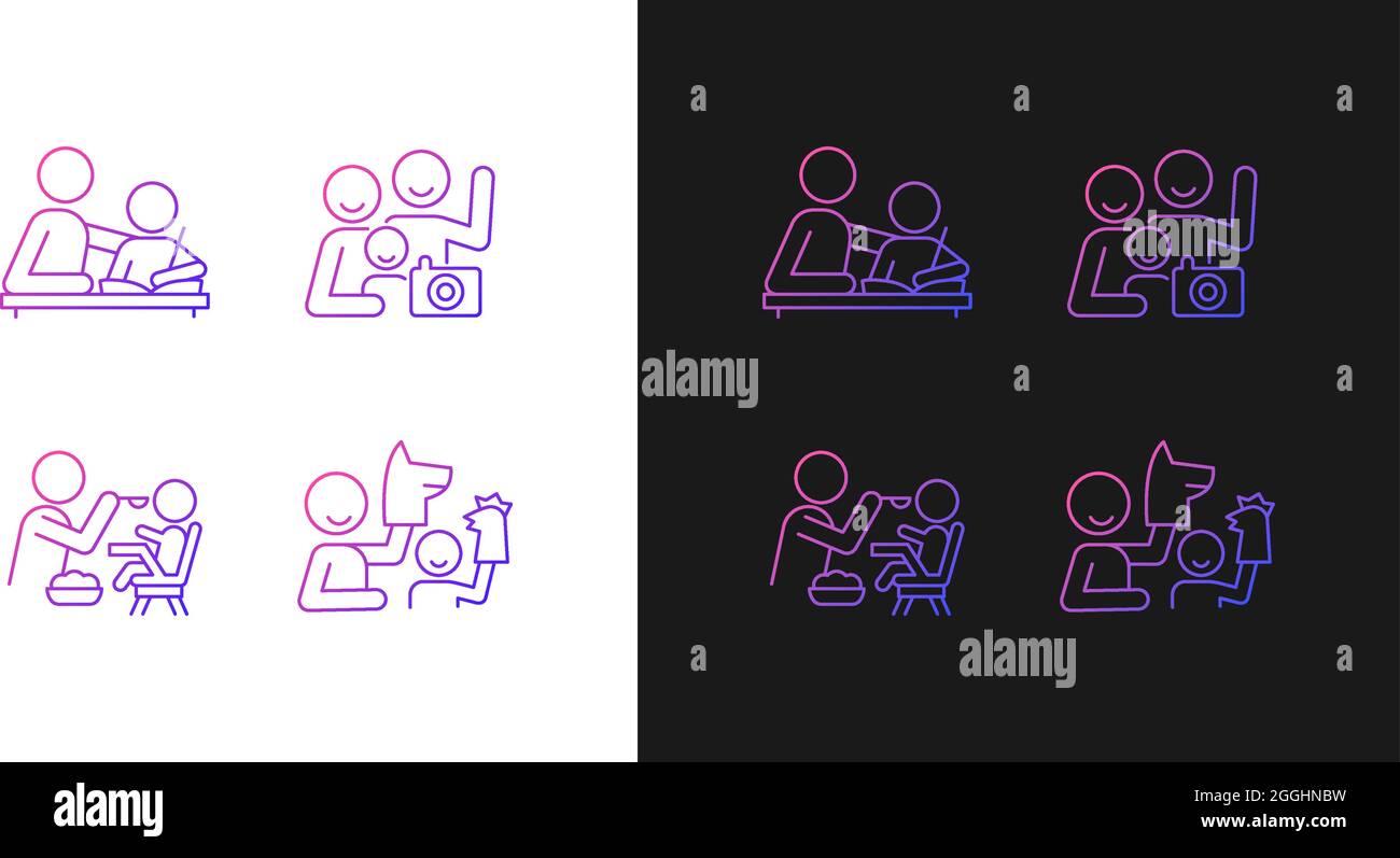Effective parenting style gradient icons set for dark and light mode ...