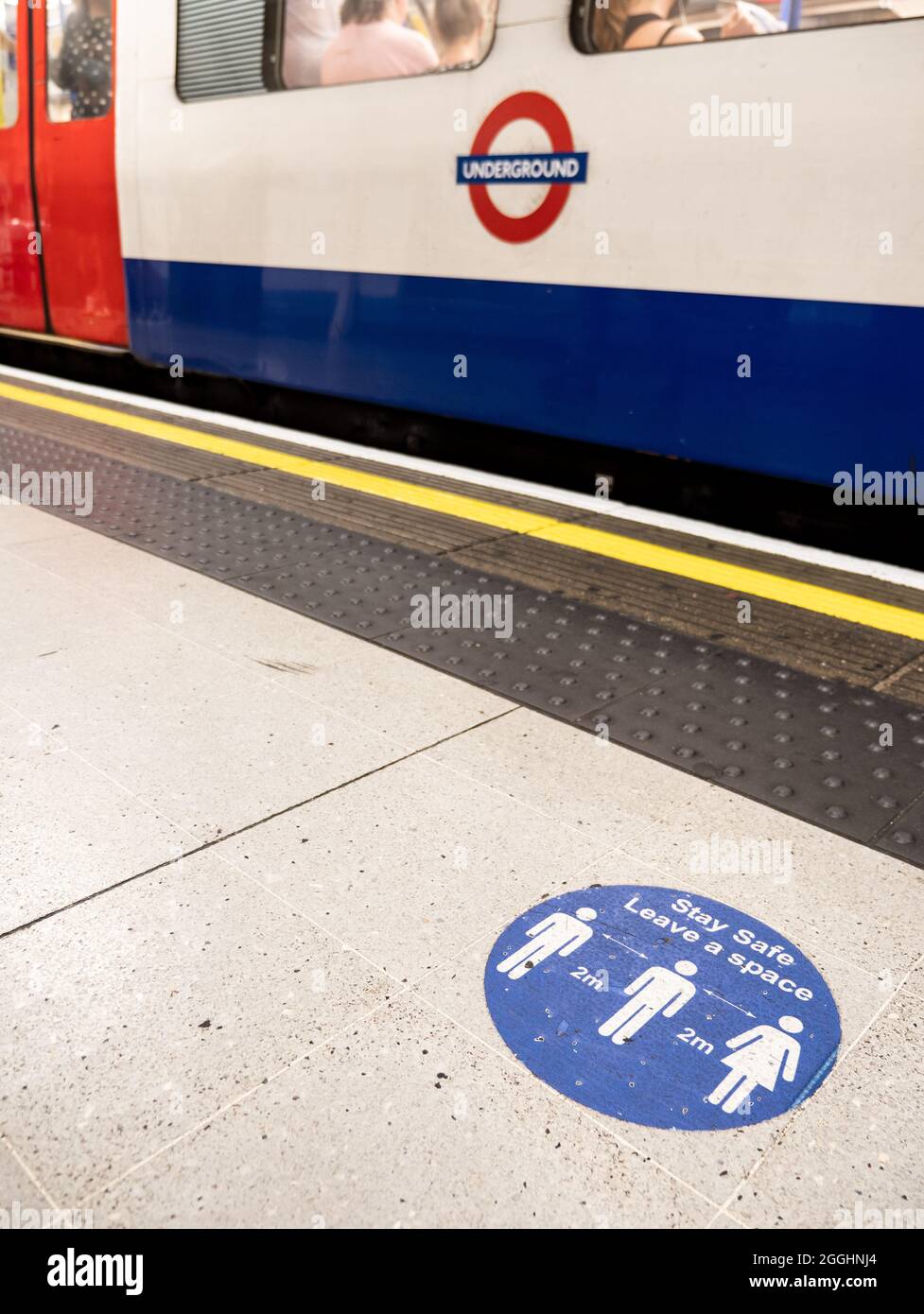 Social Distancing on the London Underground. A London tube train in ...
