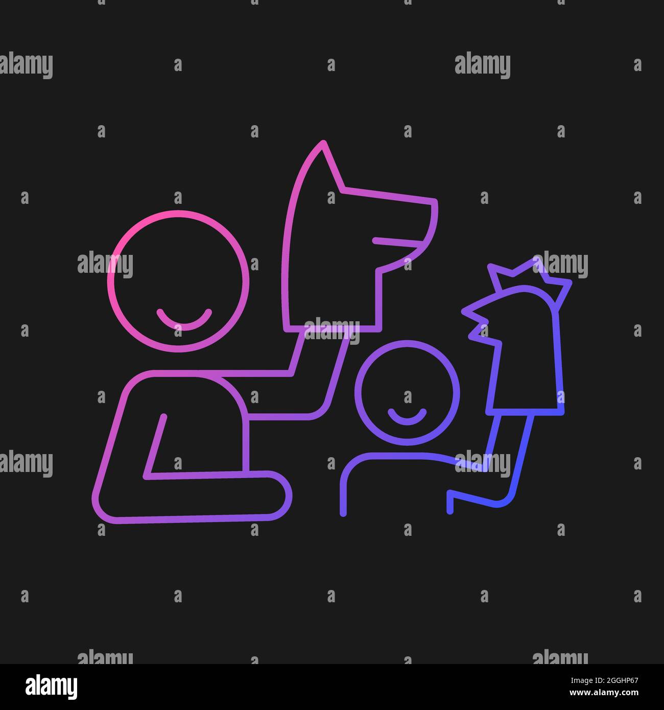 Playing with puppets gradient vector icon for dark theme Stock Vector ...